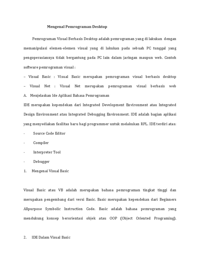 Mengenal Pemrograman Desktop | PDF