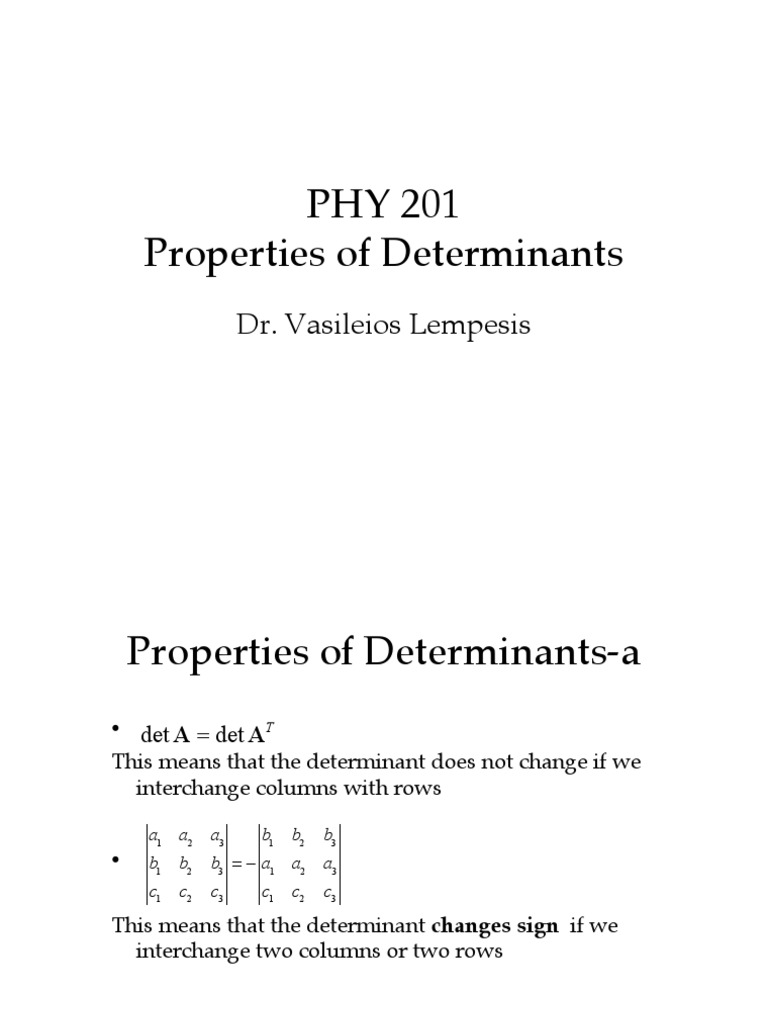 Properties of Determinants | PDF | Determinant | Mathematical Analysis