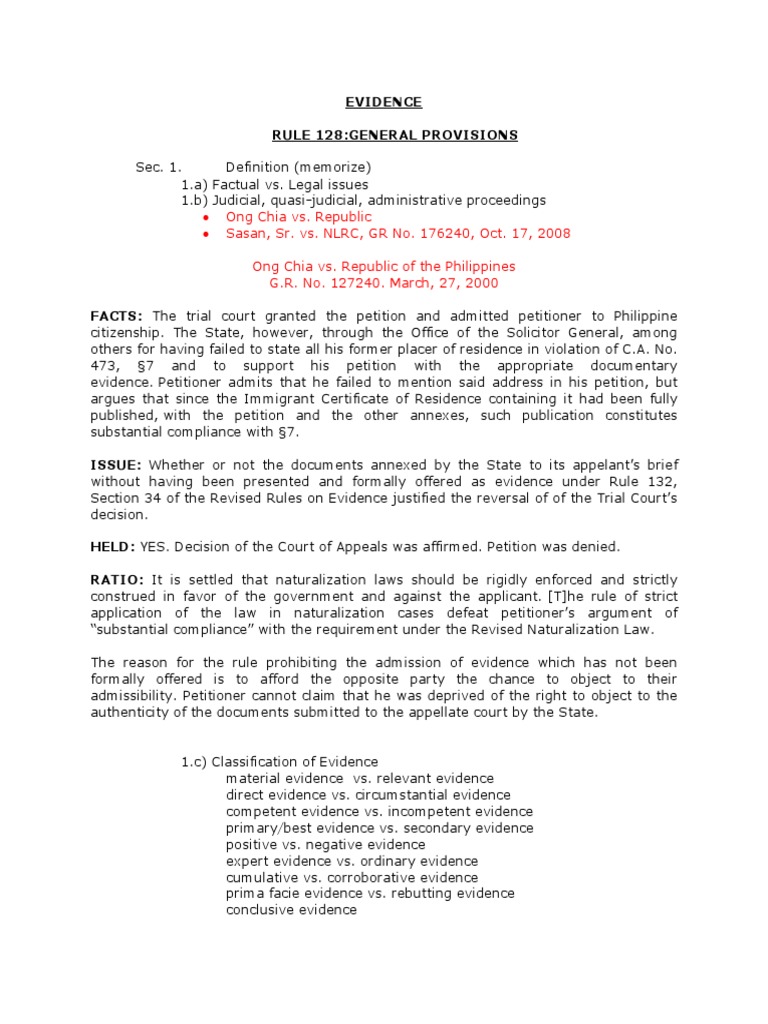 Analysis of Key Evidence Rules and Cases Regarding Admissibility of ...