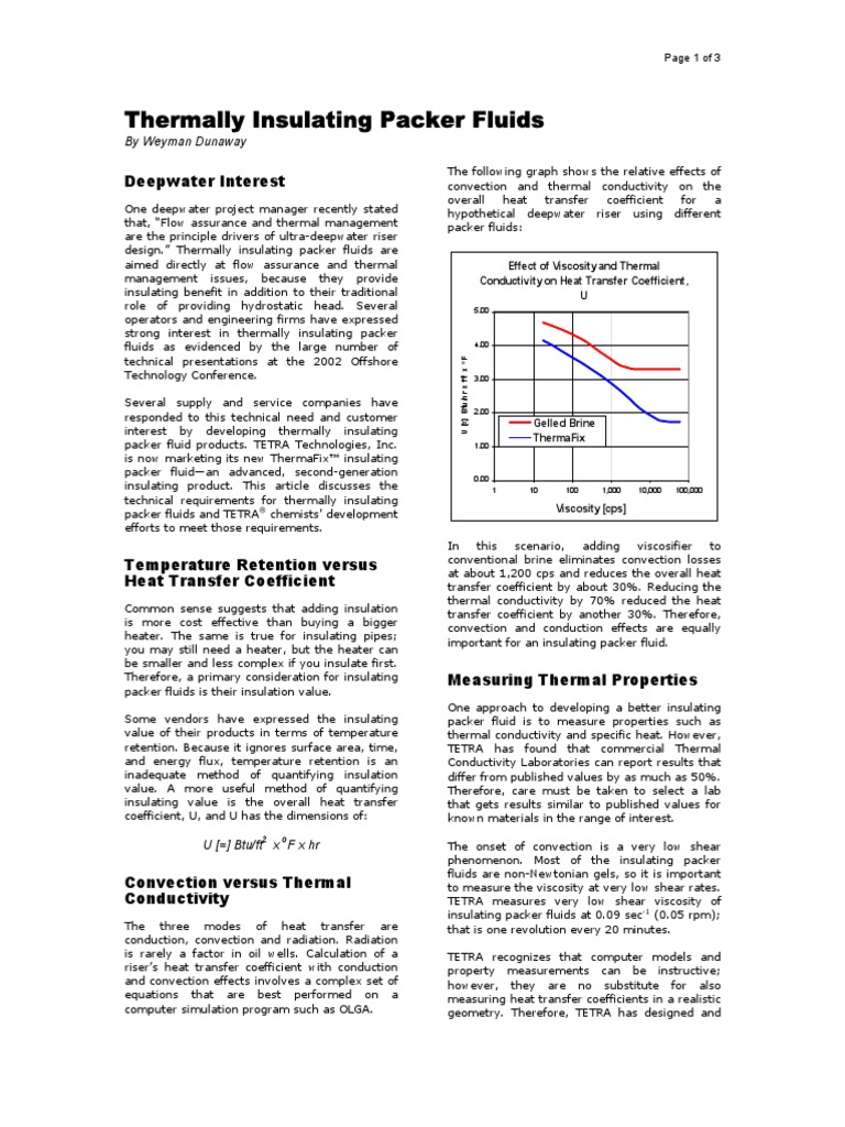 Thermally Insulating Packer Fluids | PDF | Heat Transfer | Thermal ...