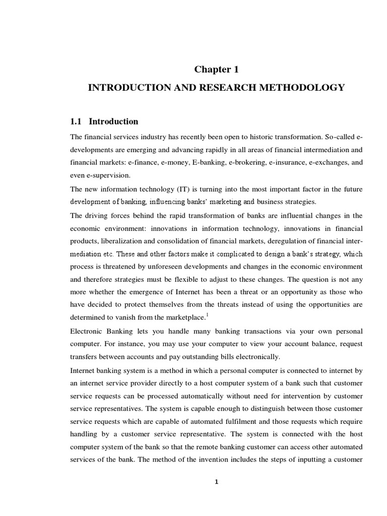 Introduction and Research Methodology | PDF | Online Banking | Banks ...