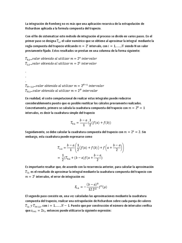 La Integración de Romberg | PDF | Integral | Análisis numérico
