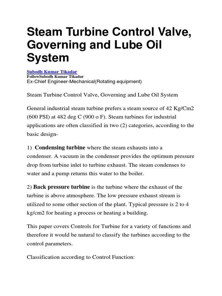 Steam Turbine Control Valve | PDF | Steam | Valve
