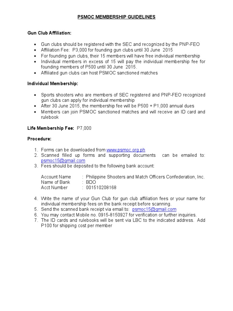Psmoc Membership Guidelines | PDF
