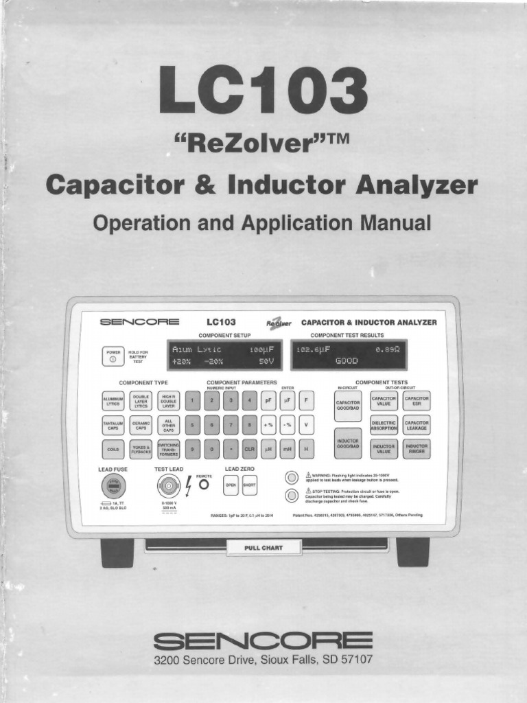 Sencore LC103 Operation and Application Manual | PDF | Capacitor ...