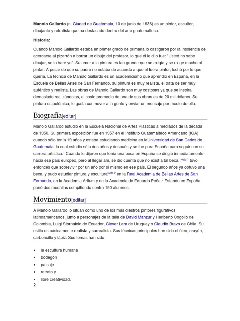 Manolo Gallardo | PDF | Escultura | Pinturas