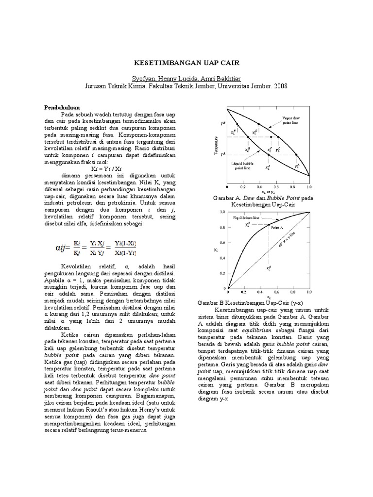 Kesetimbangan Uap Cair | PDF