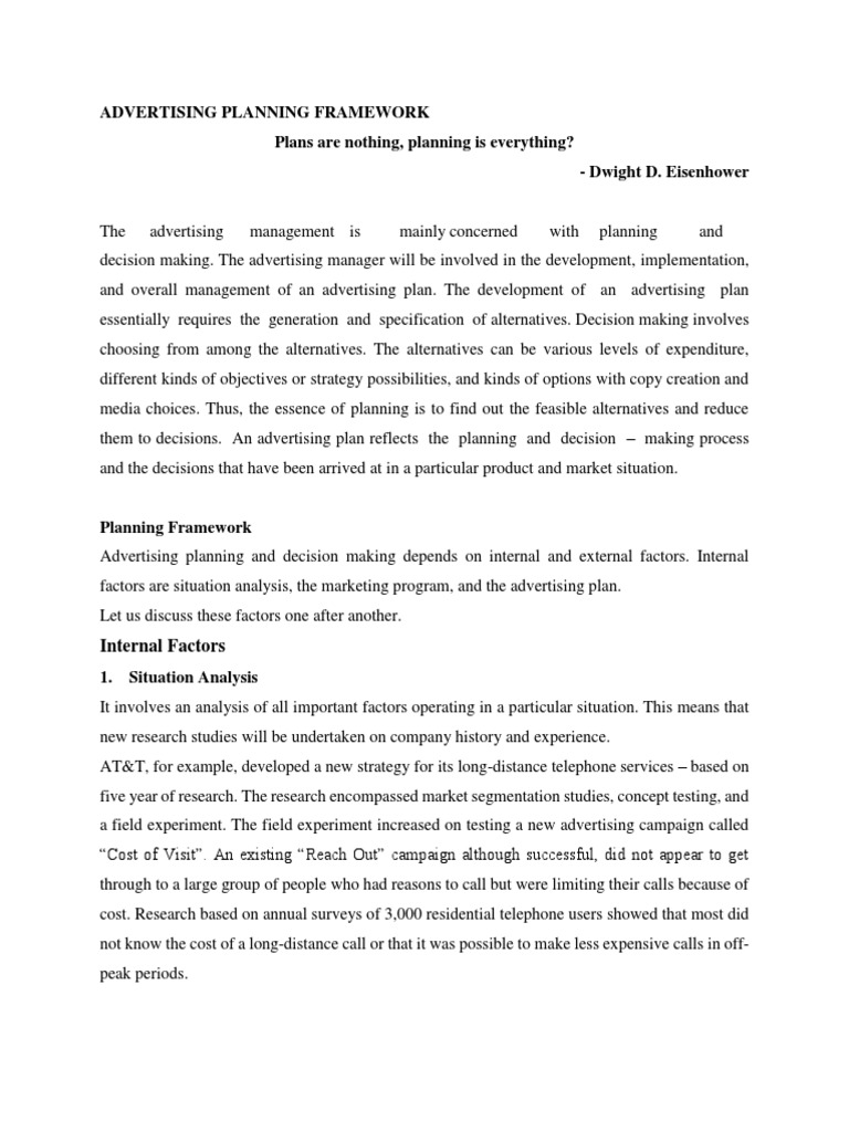 Advertising Planning Framework | PDF | Advertising | Competition