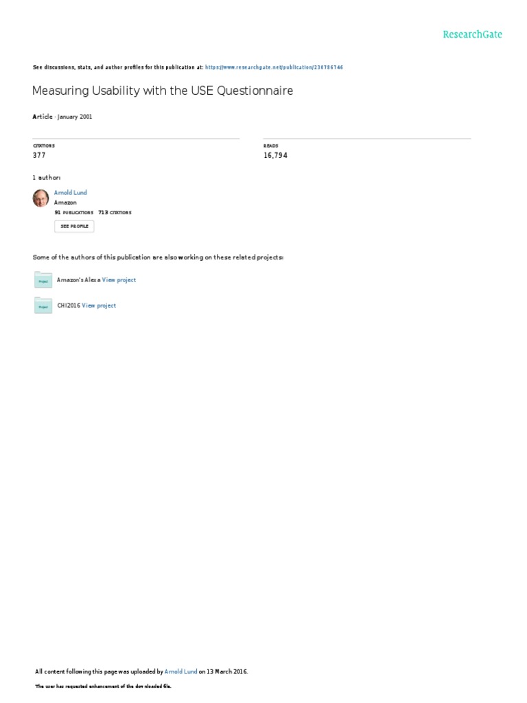 Measuring Usability With The USE Questionnaire | PDF | Usability | Cognition