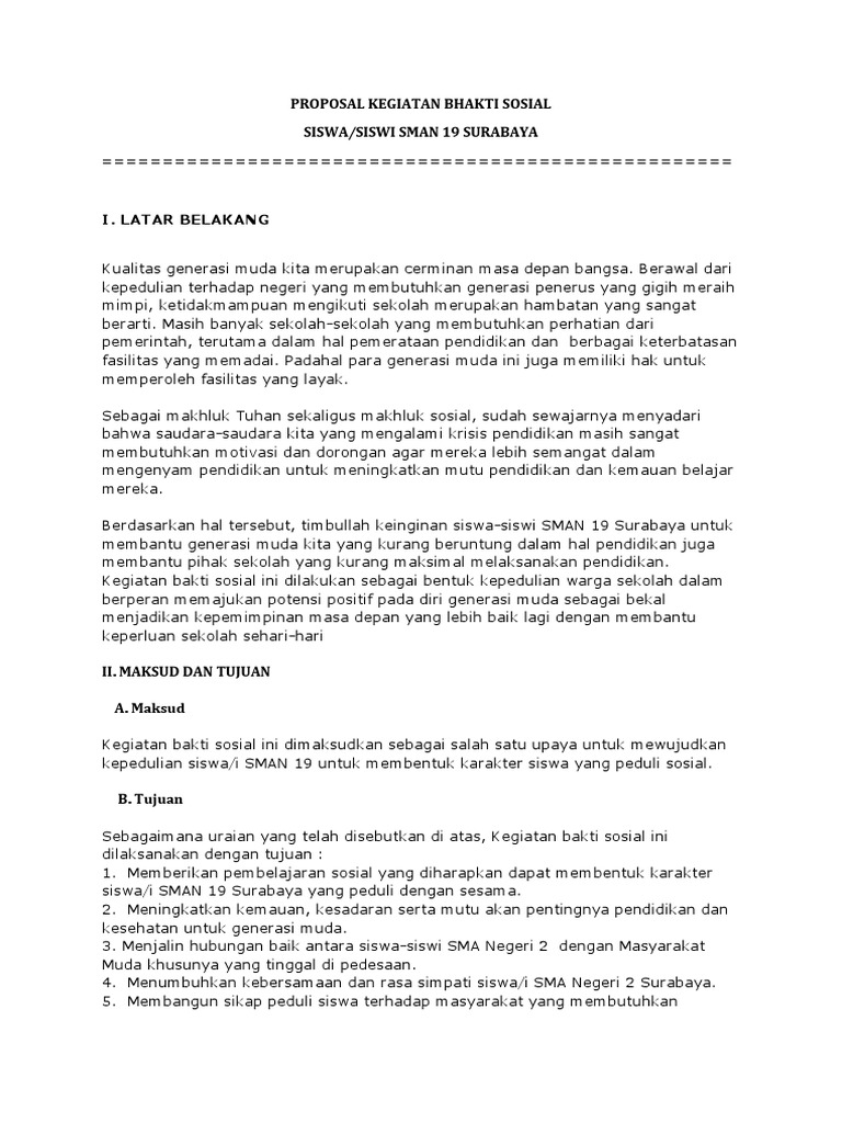 Contoh Proposal Kegiatan Tentang BAKTI SOSIAL | PDF