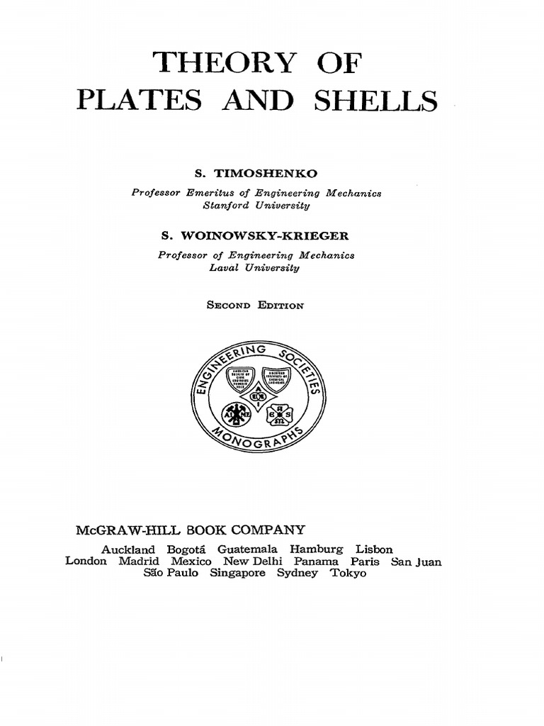 Theory of Plates and Shells: Mcgrawhill Book Company | PDF | Bending ...