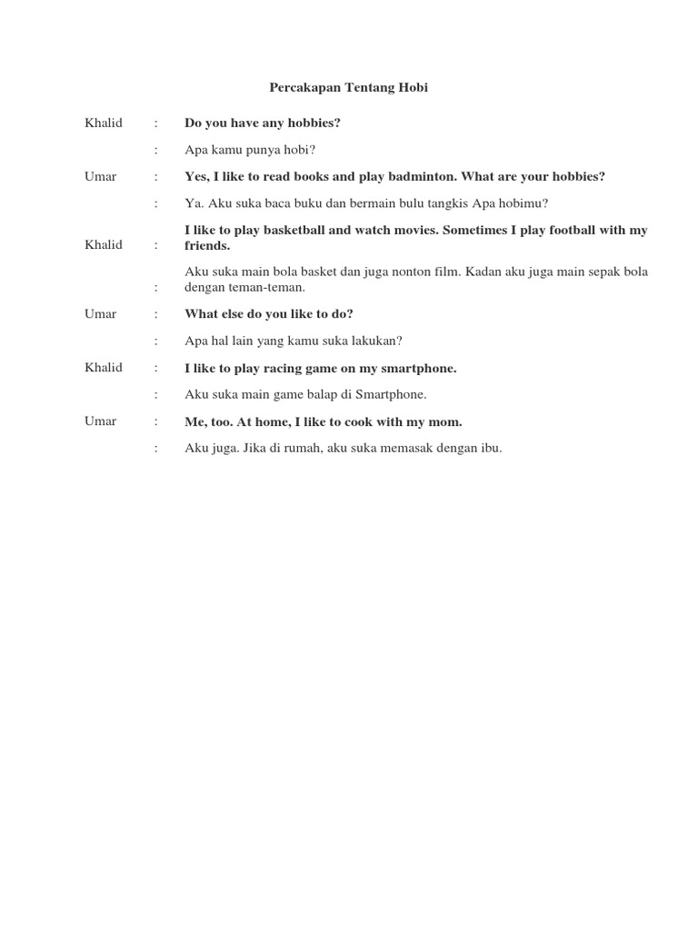 Percakapan Bahasa Inggris | PDF