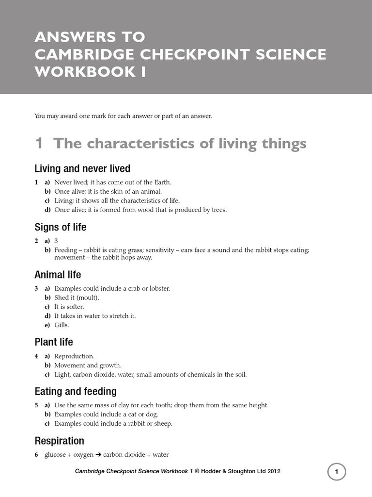 Science Workbook 1 Answers | PDF | Rock (Geology) | Gravity