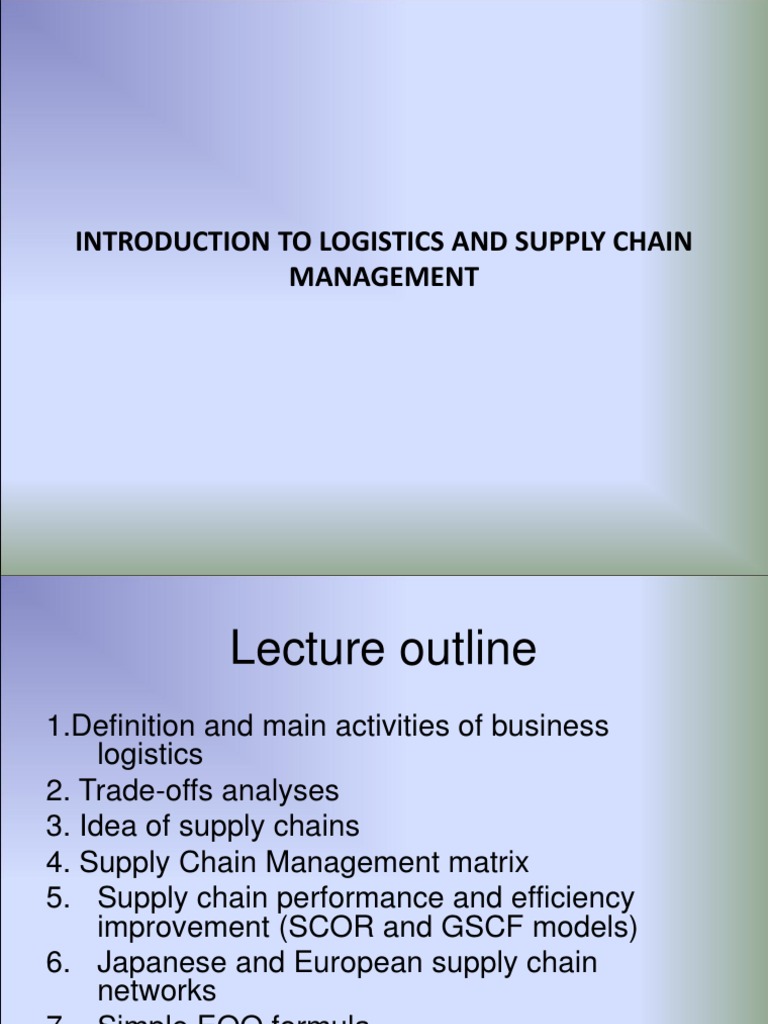 Introduction To Logistic Management | PDF | Supply Chain | Logistics