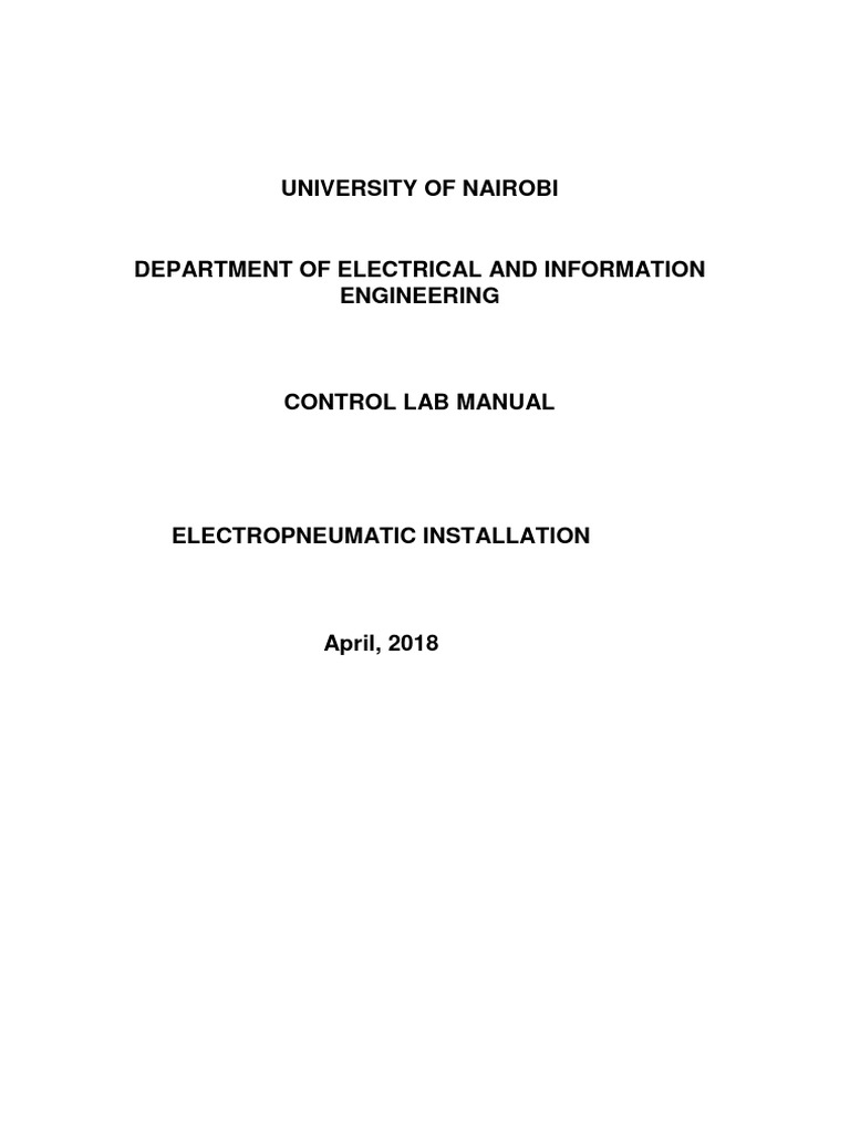 Lab 1 Lab Manual For Electropneumatic Installation V4 Pdf Relay