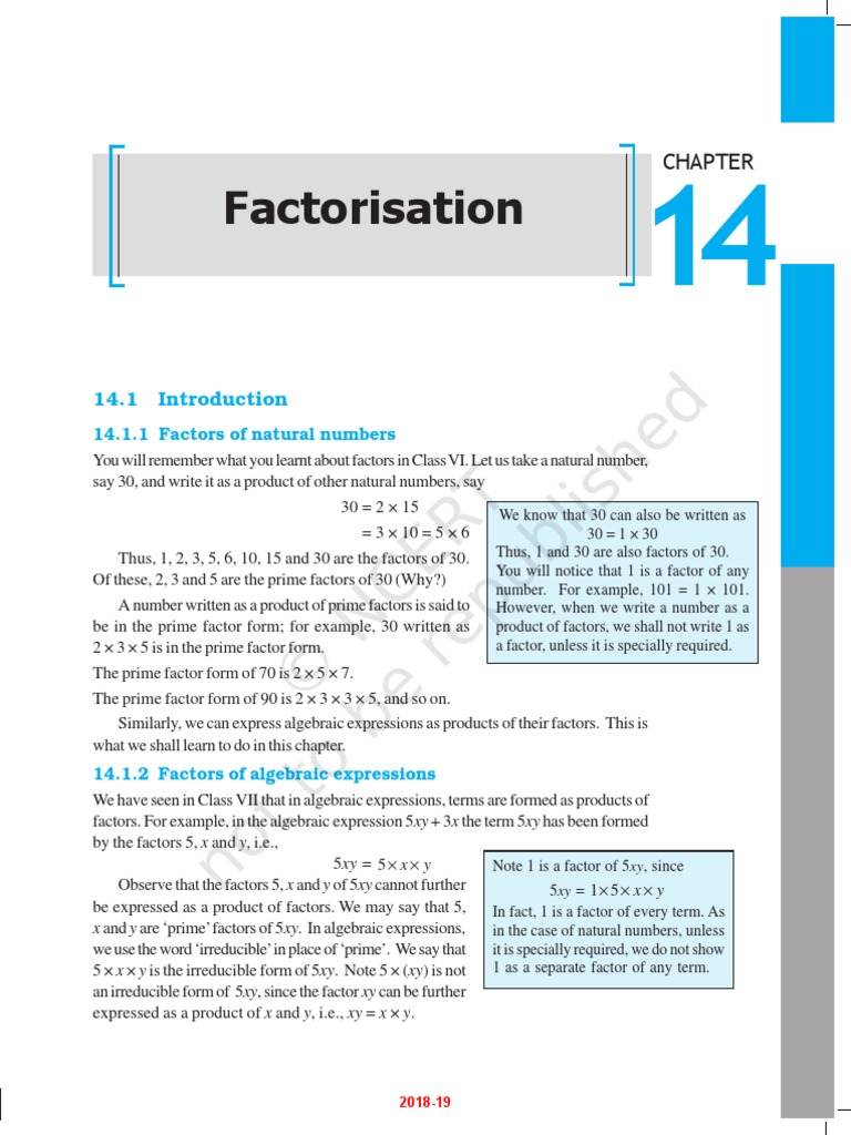 14.1.1 Factors of Natural Numbers | PDF | Division (Mathematics) | Algebra