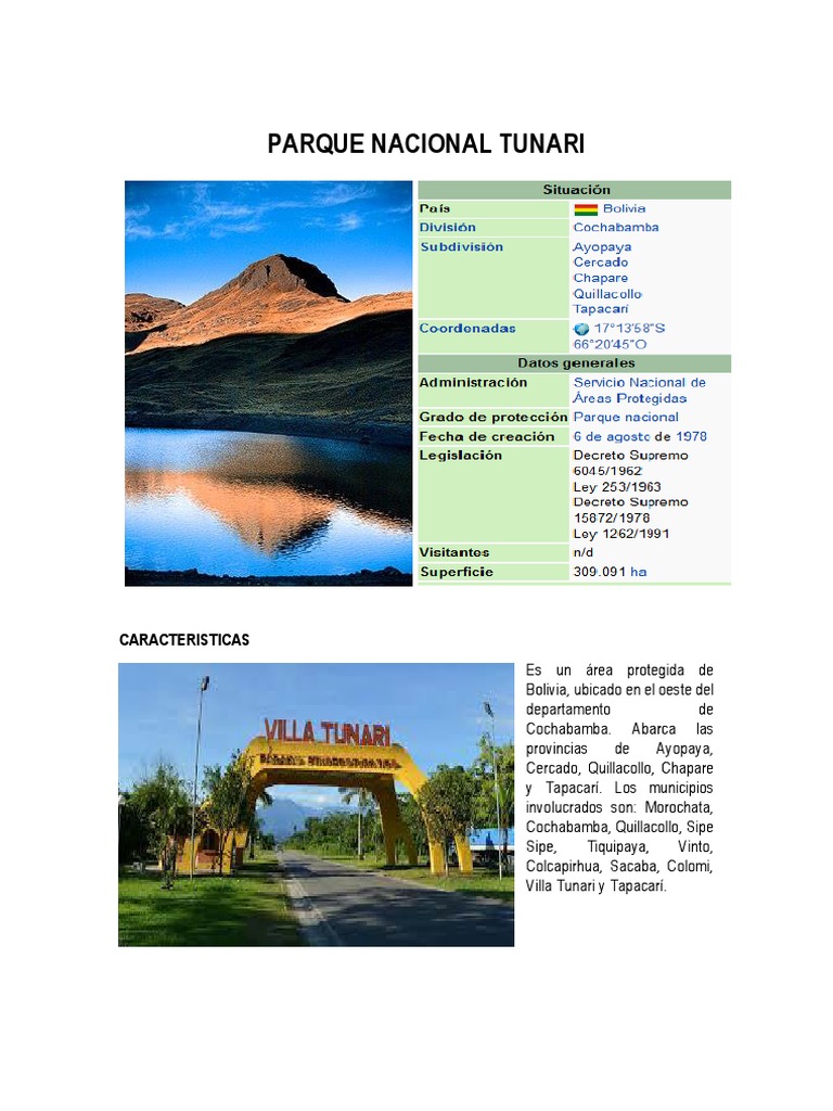 Parque Nacional Villa Tunari | PDF | Ciencias de la Tierra | Entorno ...