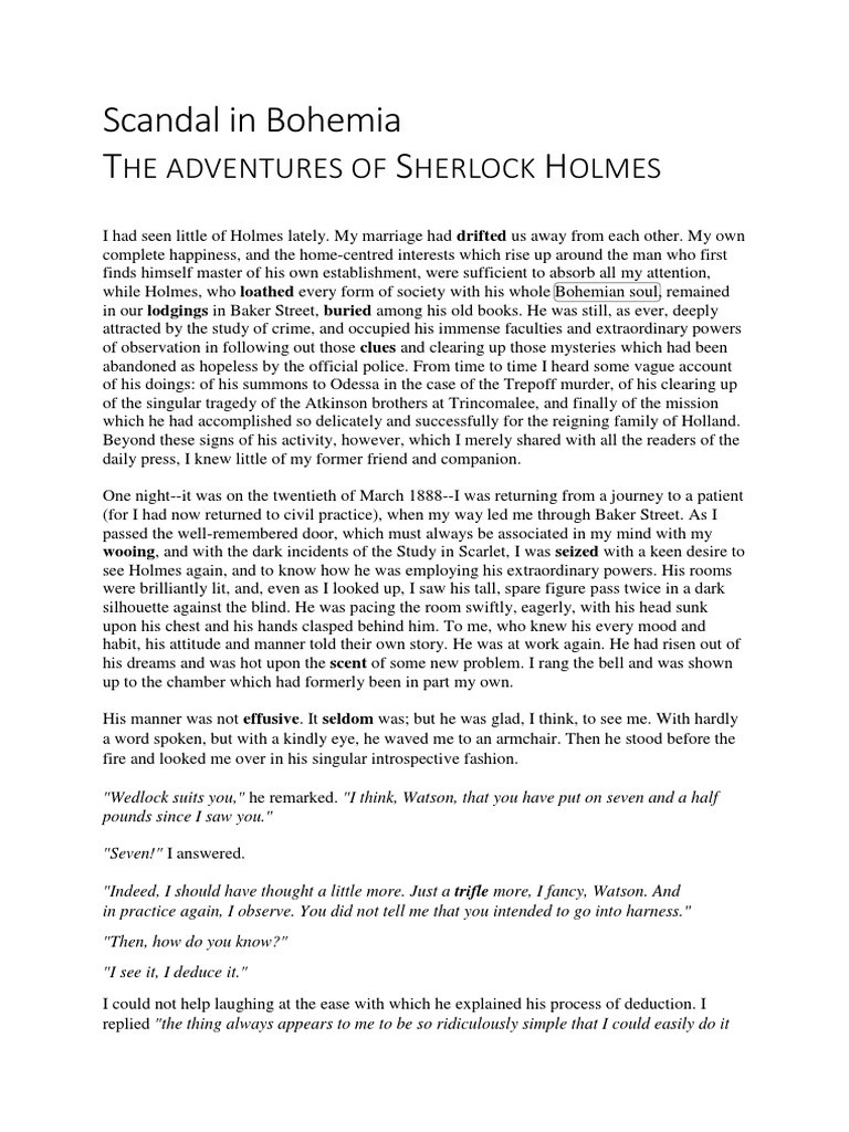 THE ADVENTURES OF SHERLOCK HOLMES - Scandal in Bohemia | PDF | Dr ...