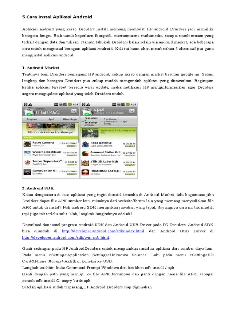 5 Cara Instal Aplikasi Android | PDF