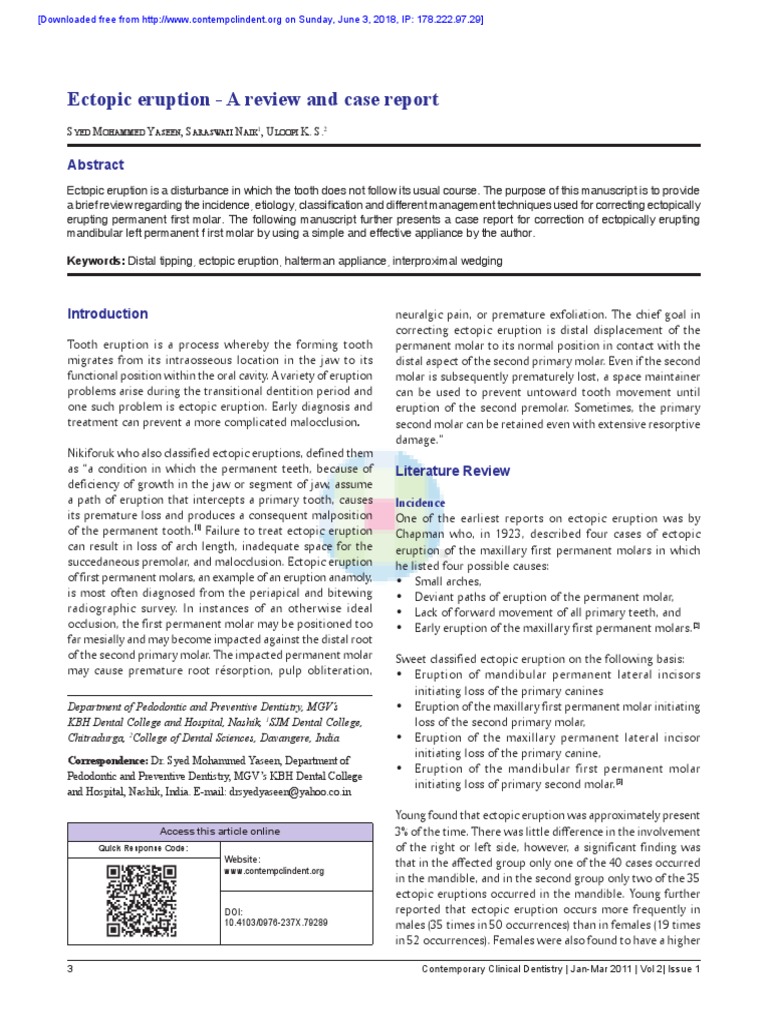 Ectopic Eruption | PDF | Orthodontics | Dental Anatomy