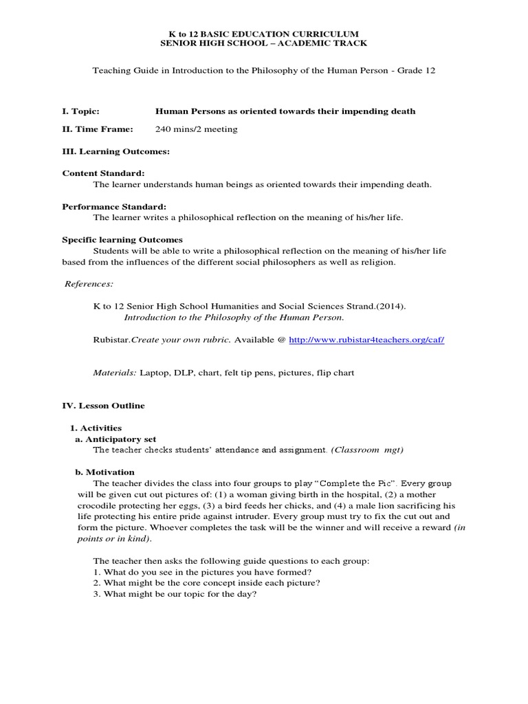 Intro Philo TG PDF | PDF | Understanding | Rubric (Academic)