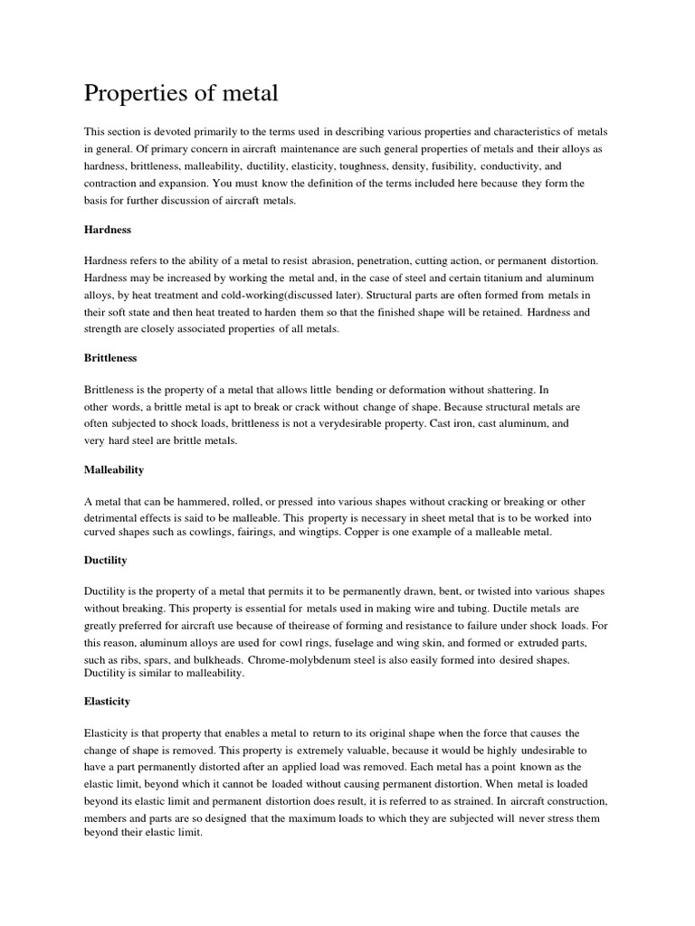 Properties of Metal | PDF | Ductility | Metals