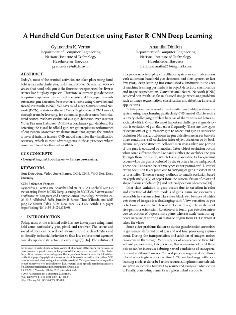 A Handheld Gun Detection Using Faster R-CNN Deep Learning | PDF ...