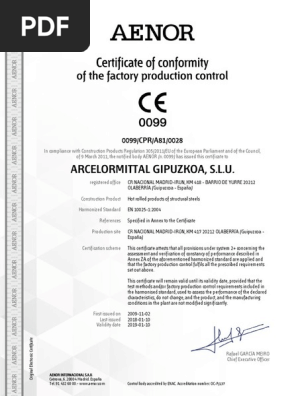 Certificate Of Conformity Of Factory Production Control