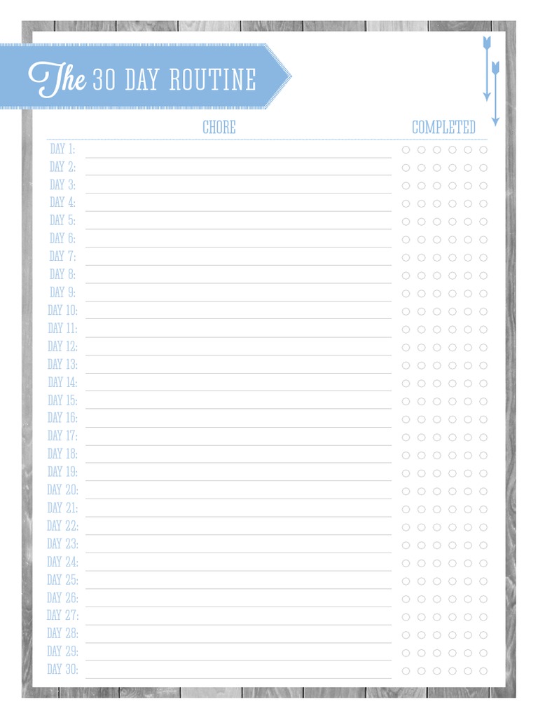 30-Day Routine Tracker Template | PDF