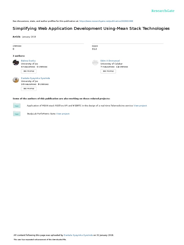 Simplifying Web Application Development Using - Mean Stack Technologies PDF | PDF ...
