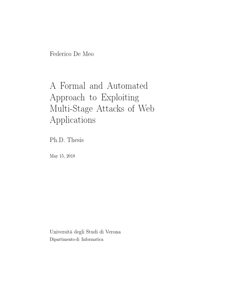 A Formal and Automated Approach To Exploiting Multi-Stage Attacks of Web Applications PDF | PDF ...
