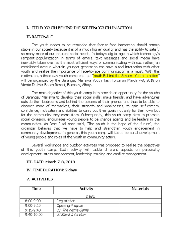 Activity Proposal | PDF | Motivation | Motivational