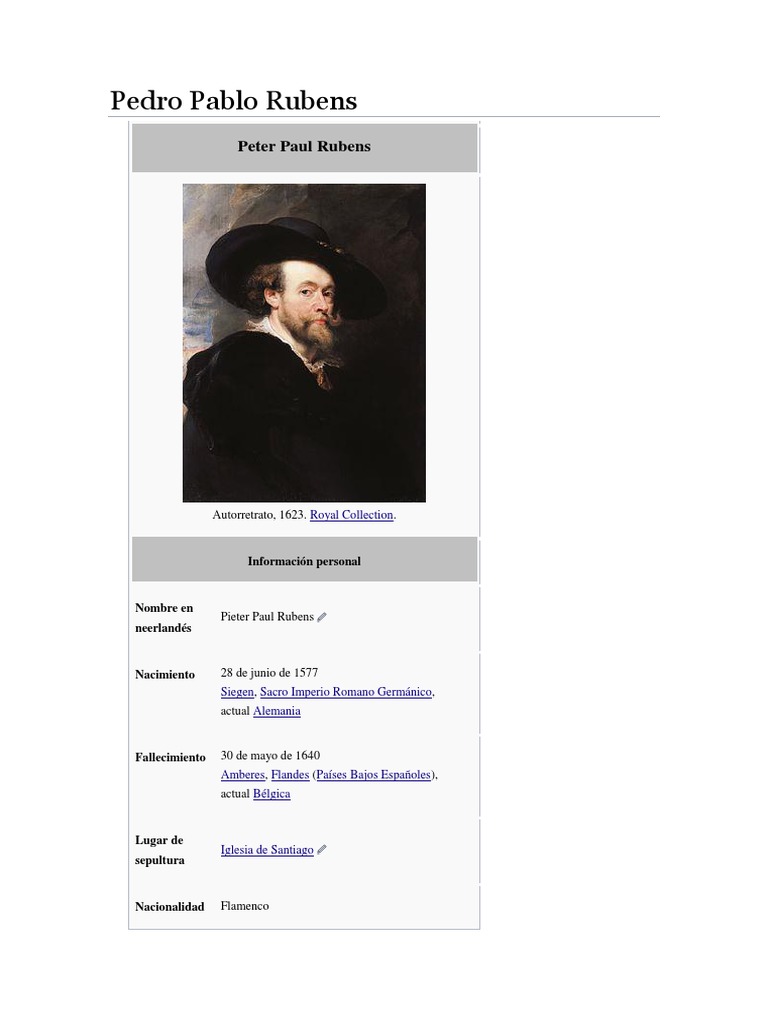 Pedro Pablo Rubens | PDF | Peter Paul Rubens | Pinturas