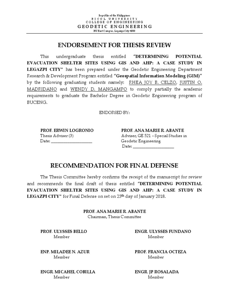 Endorsement for Thesis Review | PDF