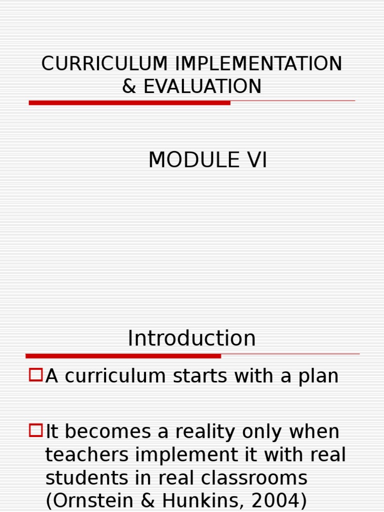 Curriculum Implementation & Evaluation | PDF | Evaluation | Curriculum