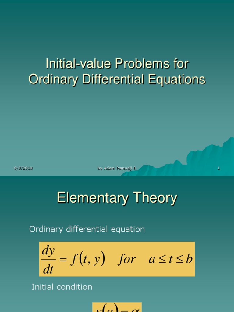 C05 Initial Value Problem For Ordinary Diffr Eqns Pdf Equations Computational Science