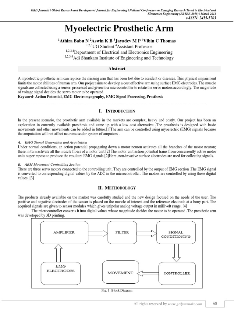 Myoelectric Prosthetic Arm | PDF | Electromyography | Prosthesis