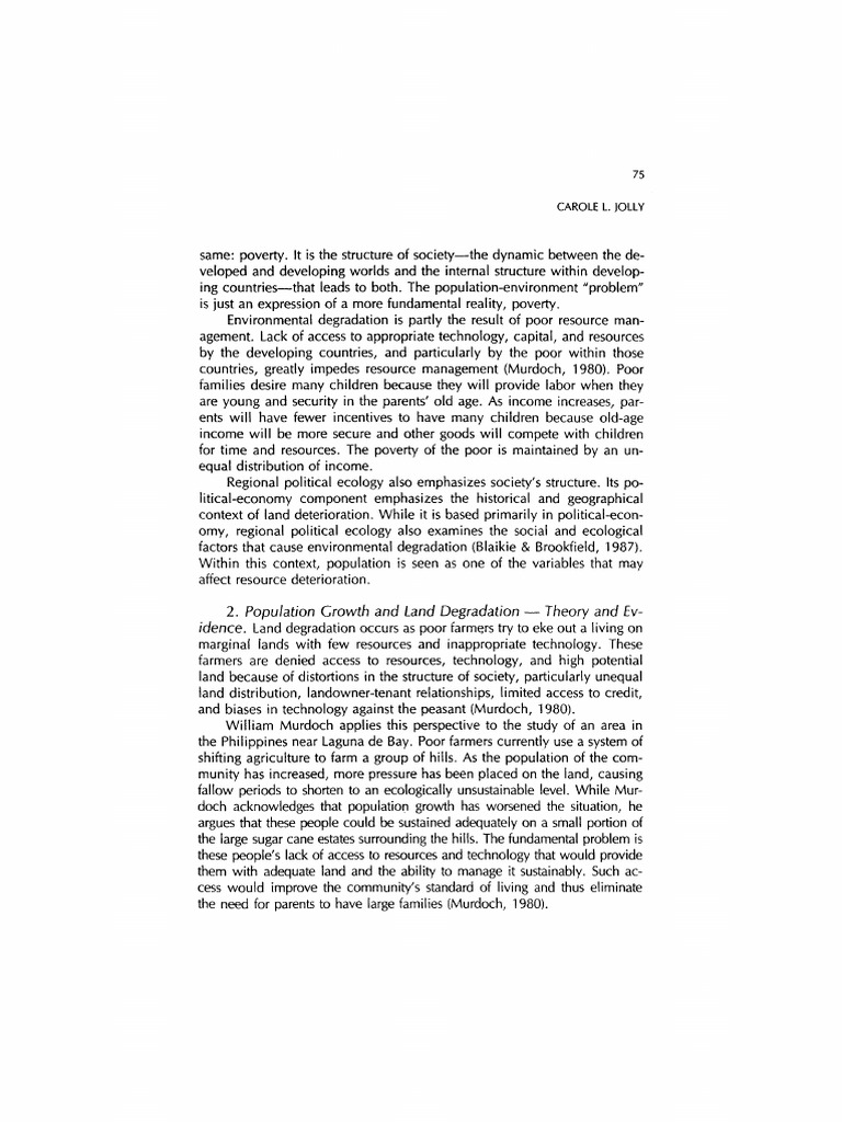 Population Growth and Land Degradation - Theory and Ev-Idence | PDF ...