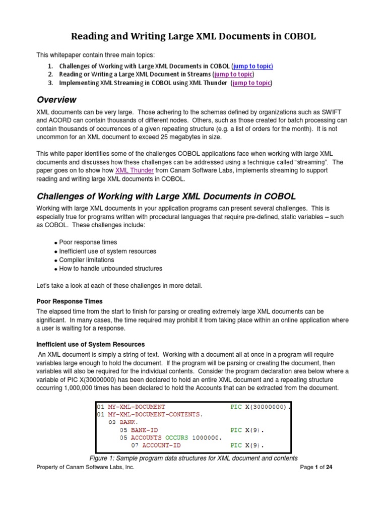 COBOL XML Streaming Techniques | PDF | Xml | Xml Schema