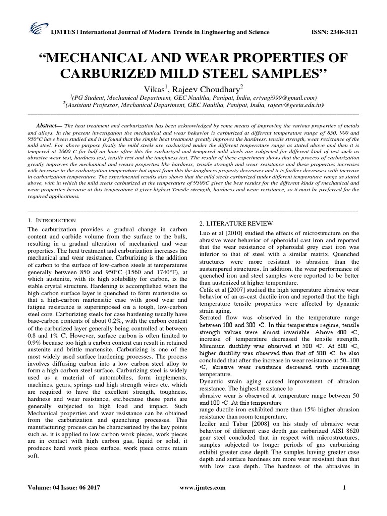 Mechanical and Wear Properties | PDF | Wear | Steel