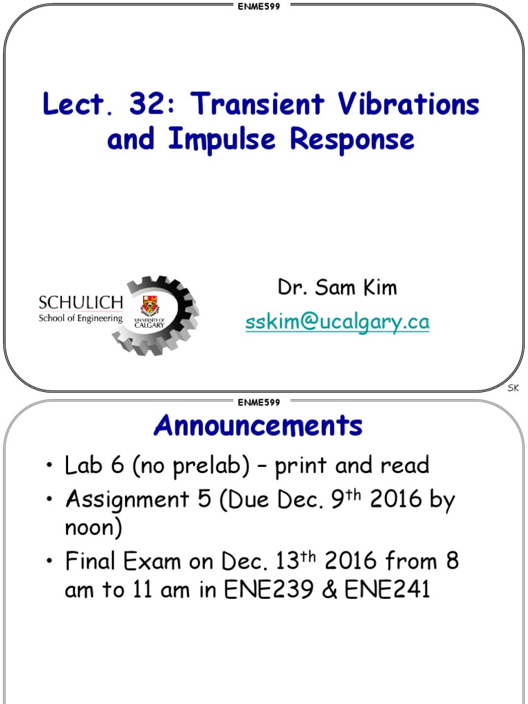 2016F Lect 32 Transient Vib Impulse 00 | PDF