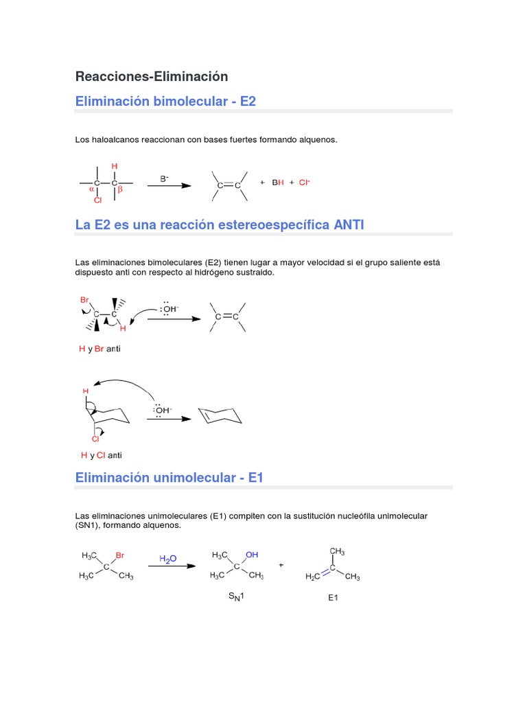 Reacciones E1 - E2 | PDF