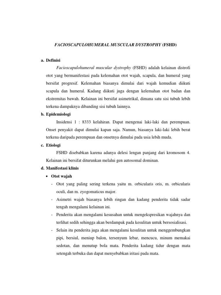 FSHD: Gejala, Diagnosis, dan Tatalaksana | PDF