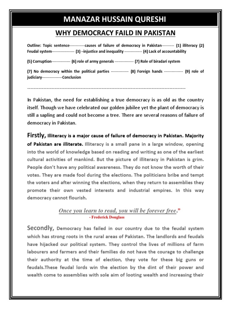 Manazar Hussain Qureshi: Why Democracy Faild in Pakistan | PDF ...