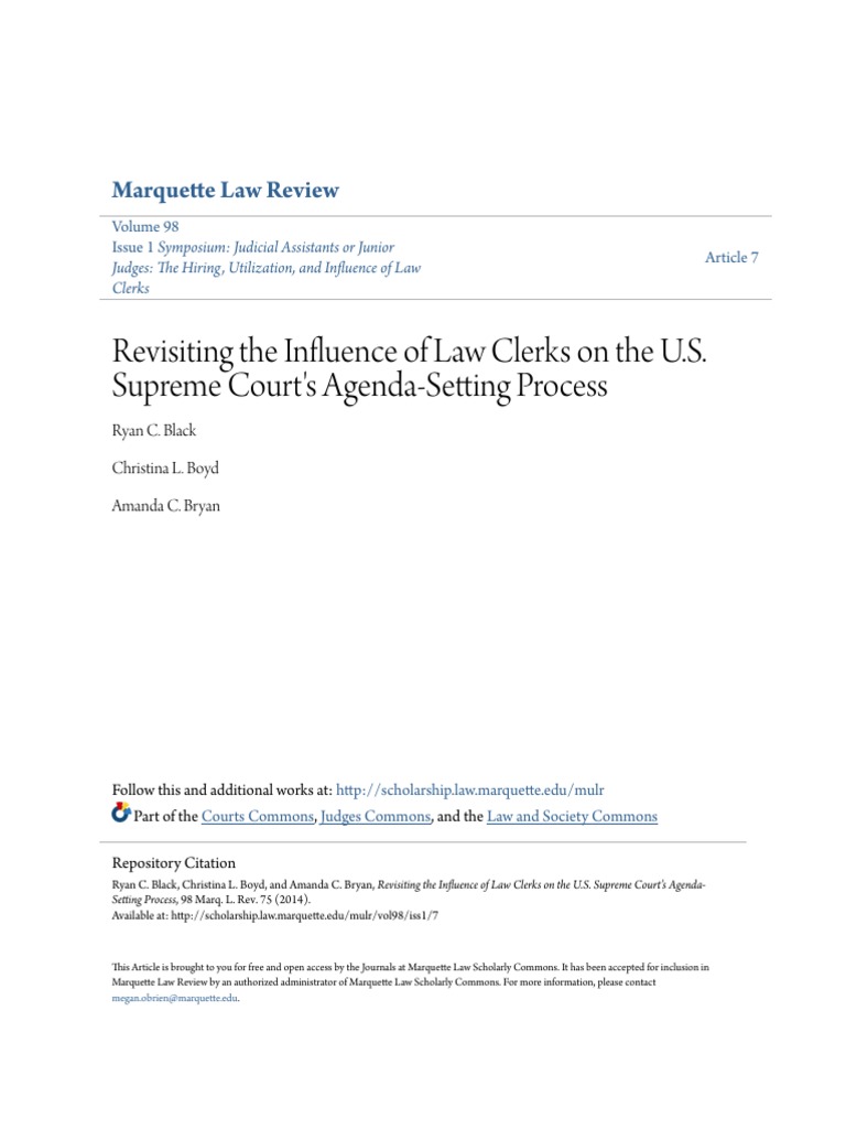 Revisiting The Influence of Law Clerks On The U.S. Supreme Court's ...