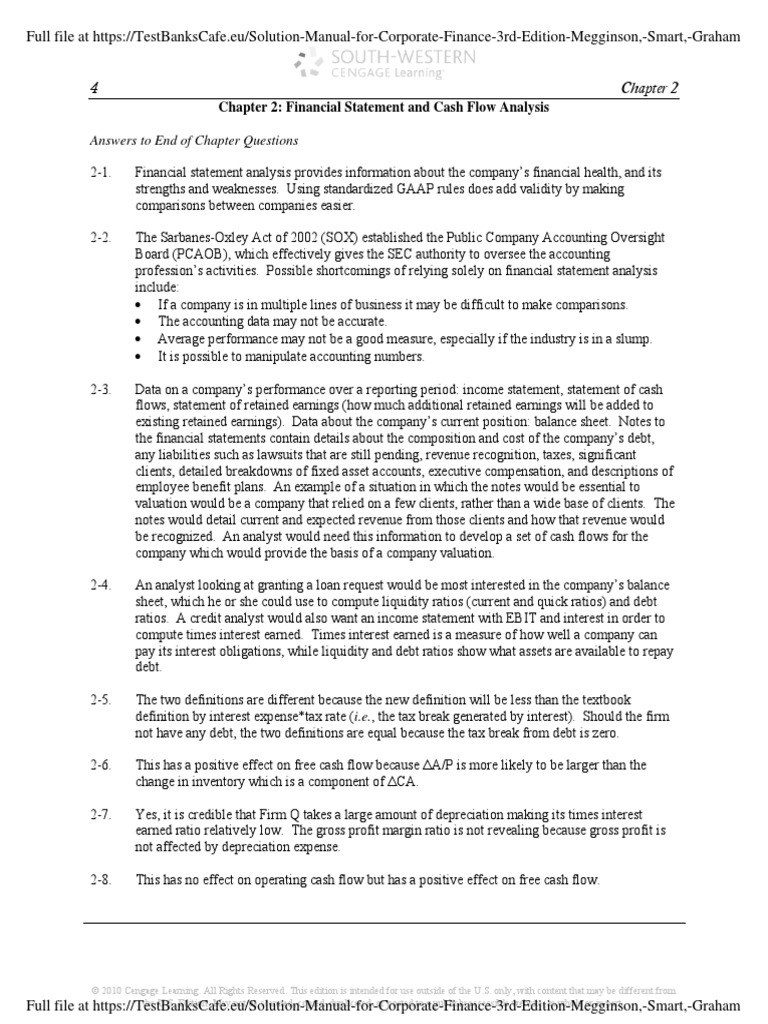 Solution Manual For Corporate Finance 3rd Edition Megginson, Smart ...