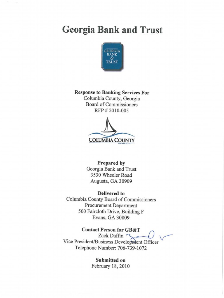 Original Proposal of Georgia Bank and Trust To Columbia County For ...
