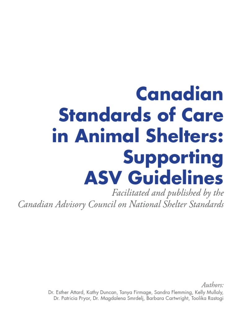 Canadian Standards of Care in Animal Shelters | PDF | Veterinary ...