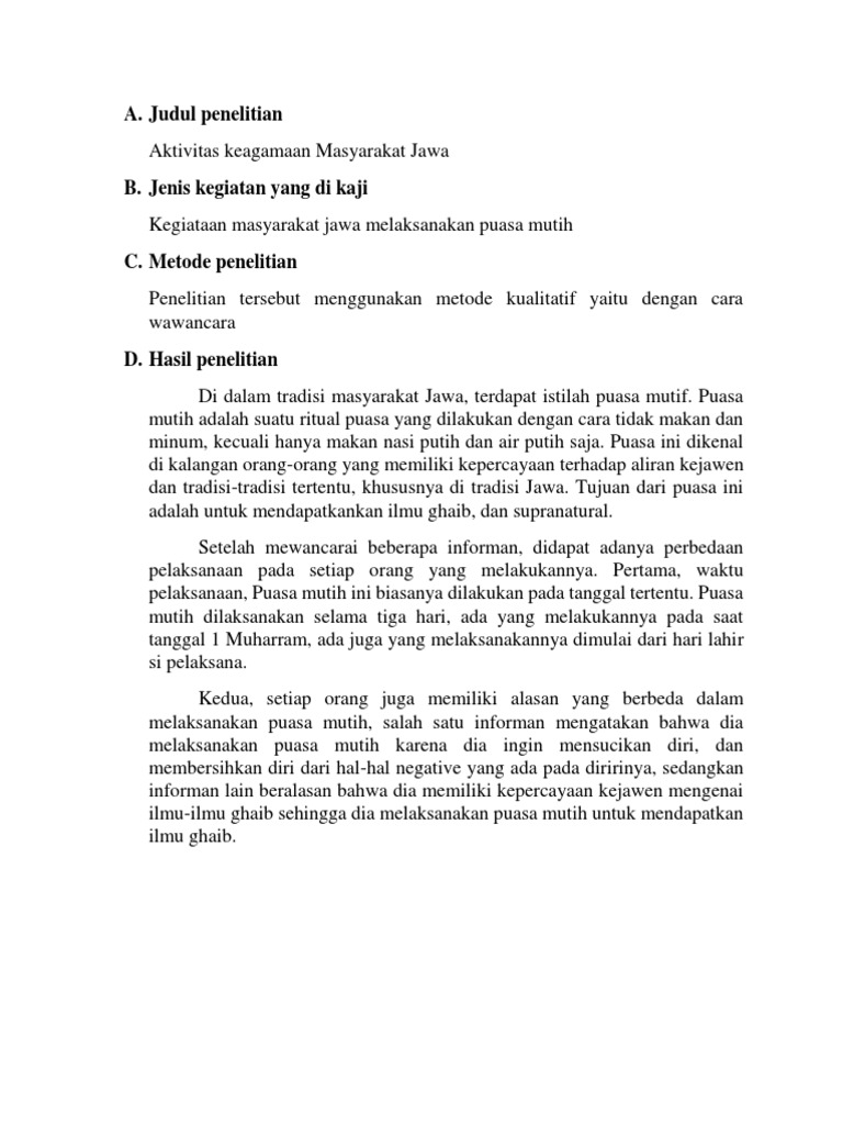 Puasa Mutih | PDF