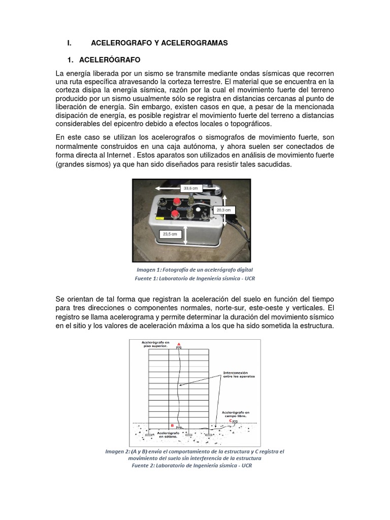 Acelerografo y Acelerogramas | PDF | Temblores | Movimiento (física)
